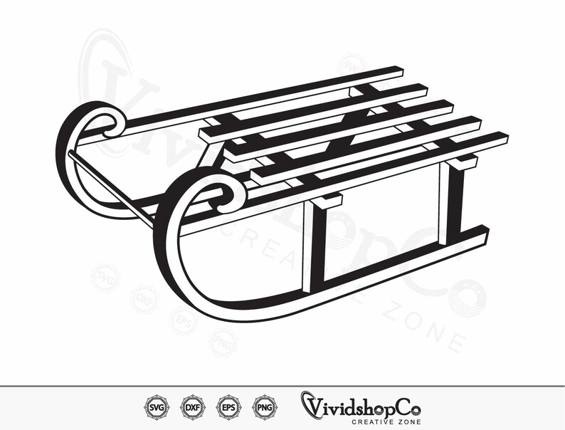 Wooden Sled SVG, Sled Svg, Sleigh Sled Svg, Snow Sled Svg, Clipart, Cut ...
