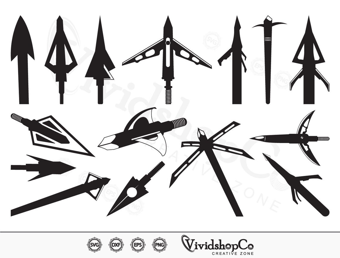 Broadhead Arrow SVG, Flying Broadhead Arrow, Archery SVG, Bowhunting ...