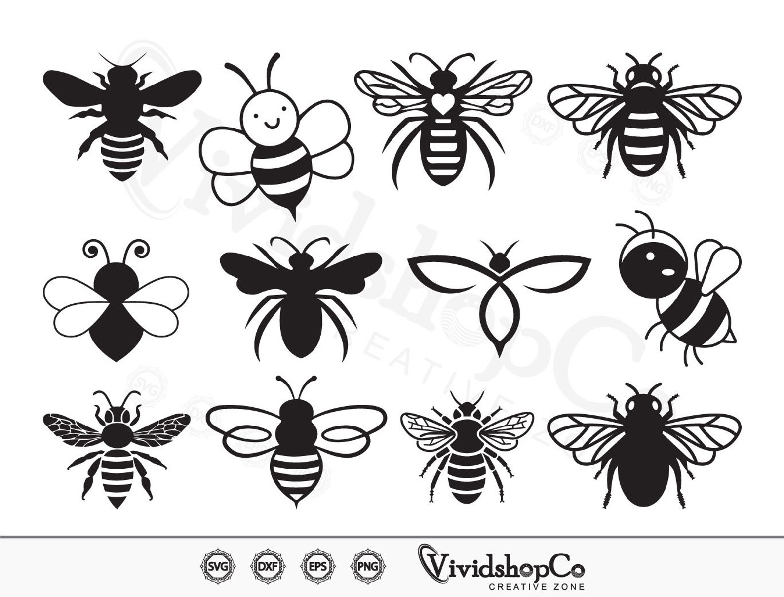 Bee Bundle Svg, Bee Svg, Bee Clipart, Bee Cut Files for Silhouette ...