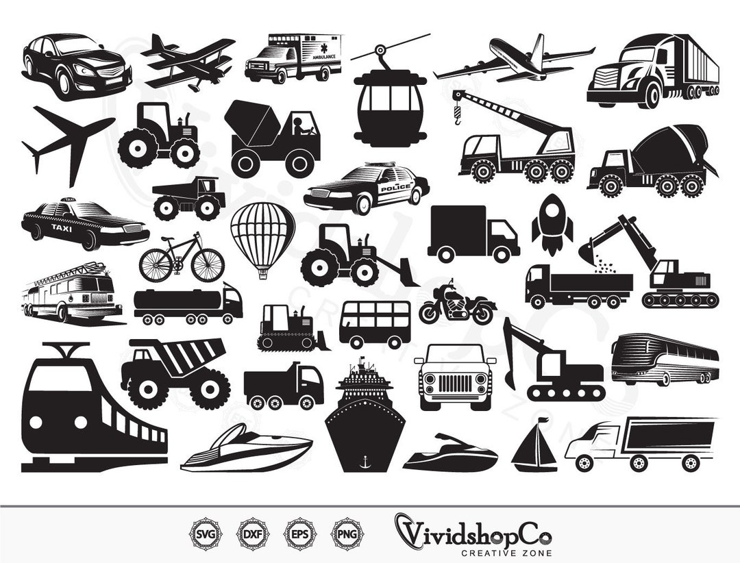 Vehicles SVG, Transportation, Construction Truck, Excavator Svg, Crane ...