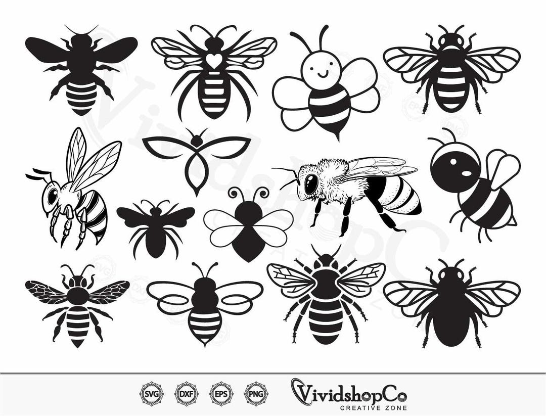 Bee Bundle Svg, Bee Svg, Bee Clipart, Bee Cut Files for Silhouette ...