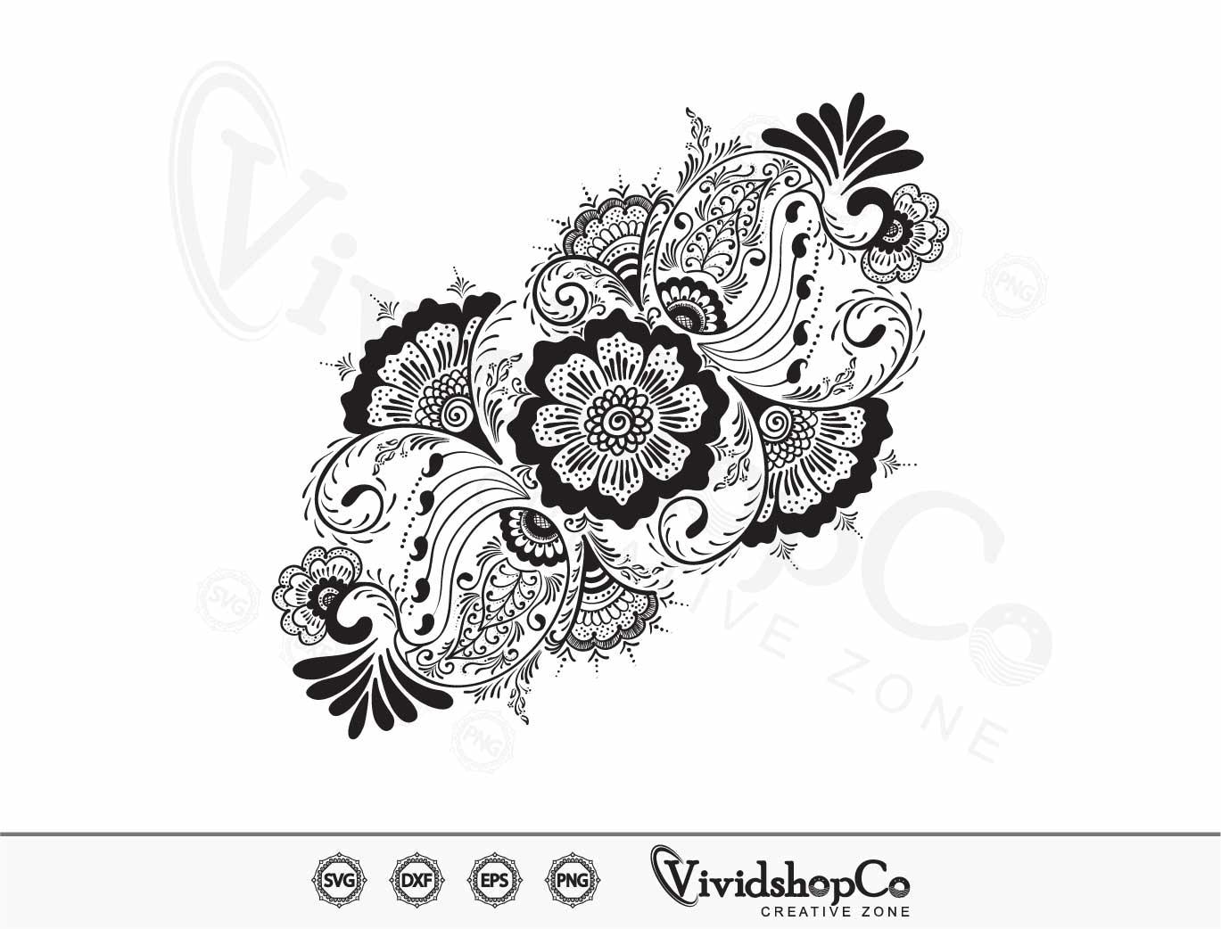 Mehndi SVG, Mehndi Flower Svg, Henna Drawing Svg, Clipart, Cut Files ...