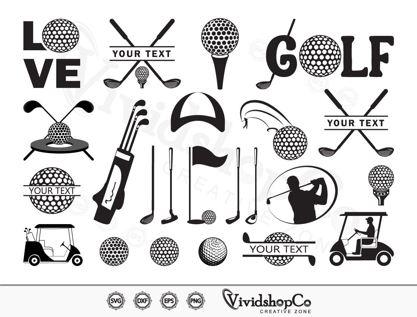 Golf Svg Golf Ball Svg Golf Club Svg Clipart Cut Files For Etsy