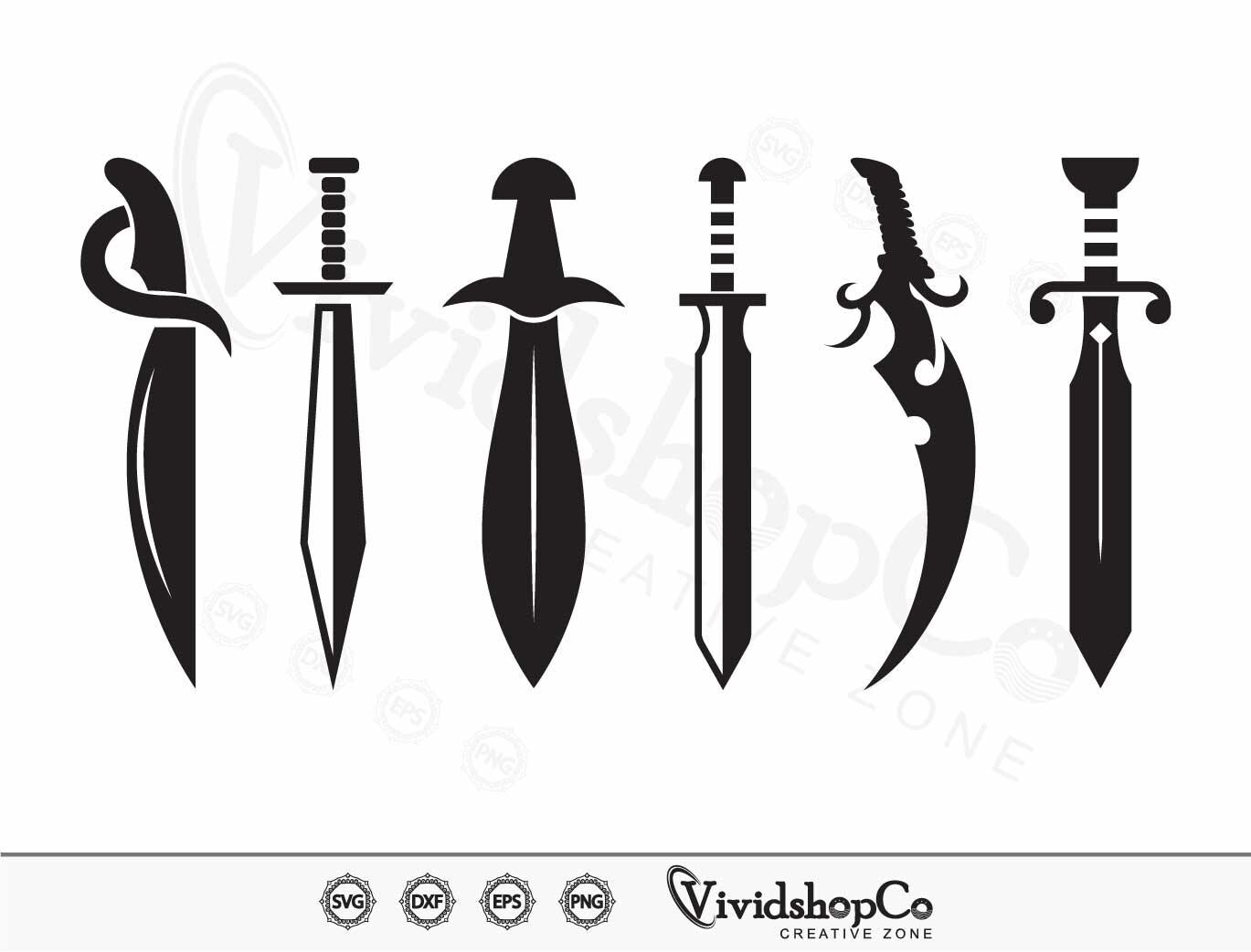Sword SVG, Dagger Svg, Fancy Svg, Weapons Svg, Clipart, Cut Files for ...