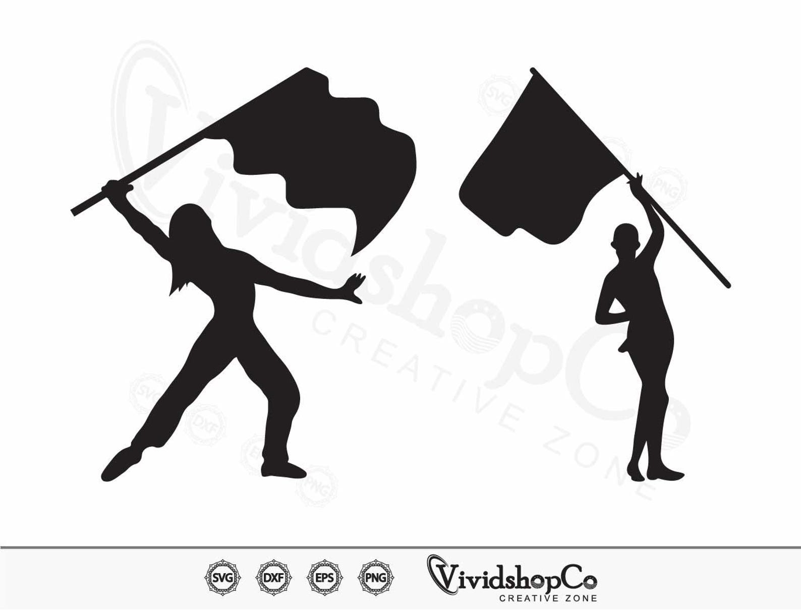 Color Guard Flags Bundle Svg, Color Guard Clipart, Color Guard Marching ...