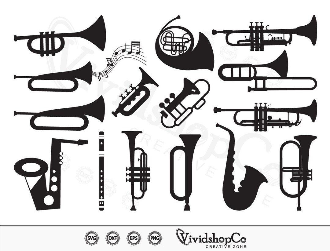 Trumpet Svg, Horn Trumpet Svg, Musical Instrument, Marching Band ...