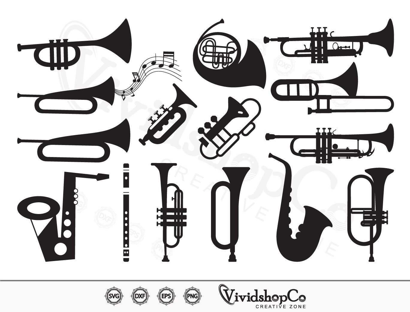 Trumpet Svg, Horn Trumpet Svg, Musical Instrument, Marching Band ...