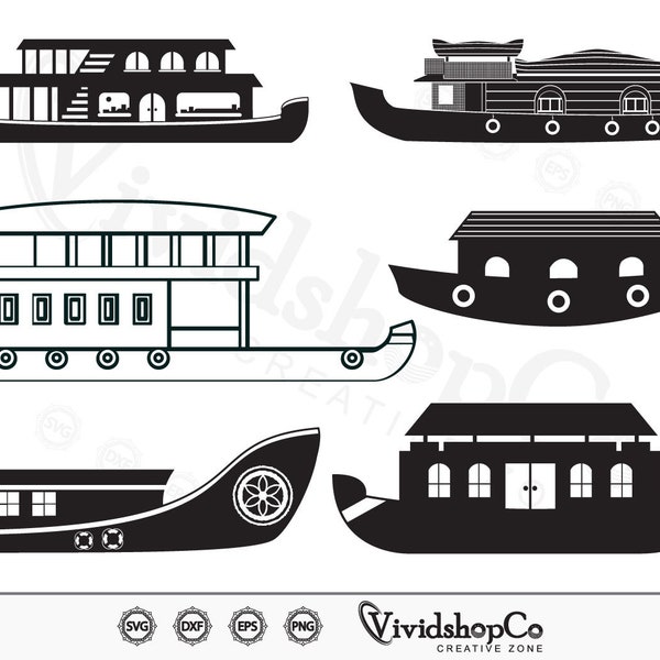 Houseboat Silhouette Svg - Etsy