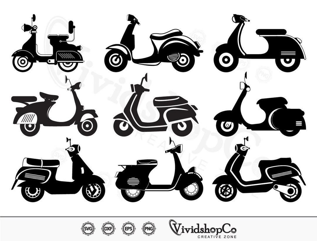 Scooter Svg, Vespa Svg, Scooter Bike Svg, Clipart, Cut Files for ...