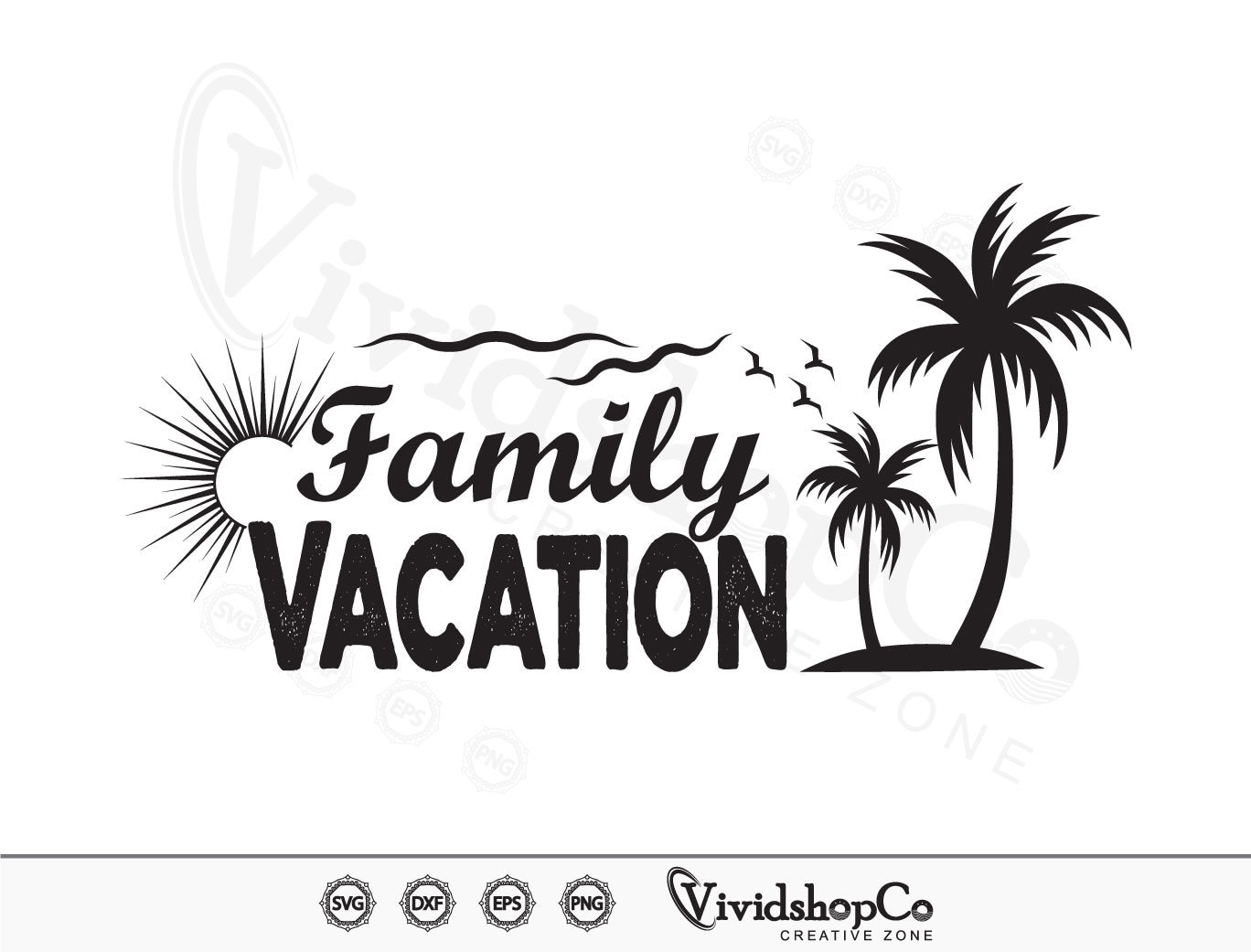 Black Family Vacation Clipart