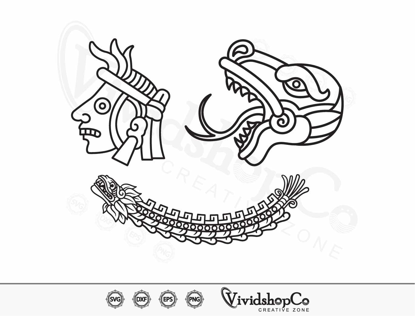 Quetzalcoatl SVG, Huitzilopochtli Svg, Aztec Svg, Clipart, Cut Files ...