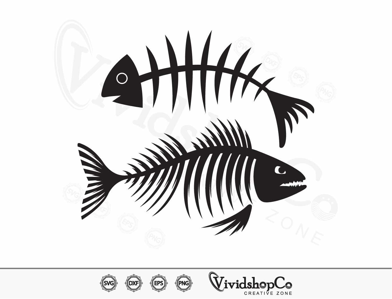 Fish Bone Svg, Fishbone Svg, Fish Svg, Fish Skull Svg, Clipart, Cut ...