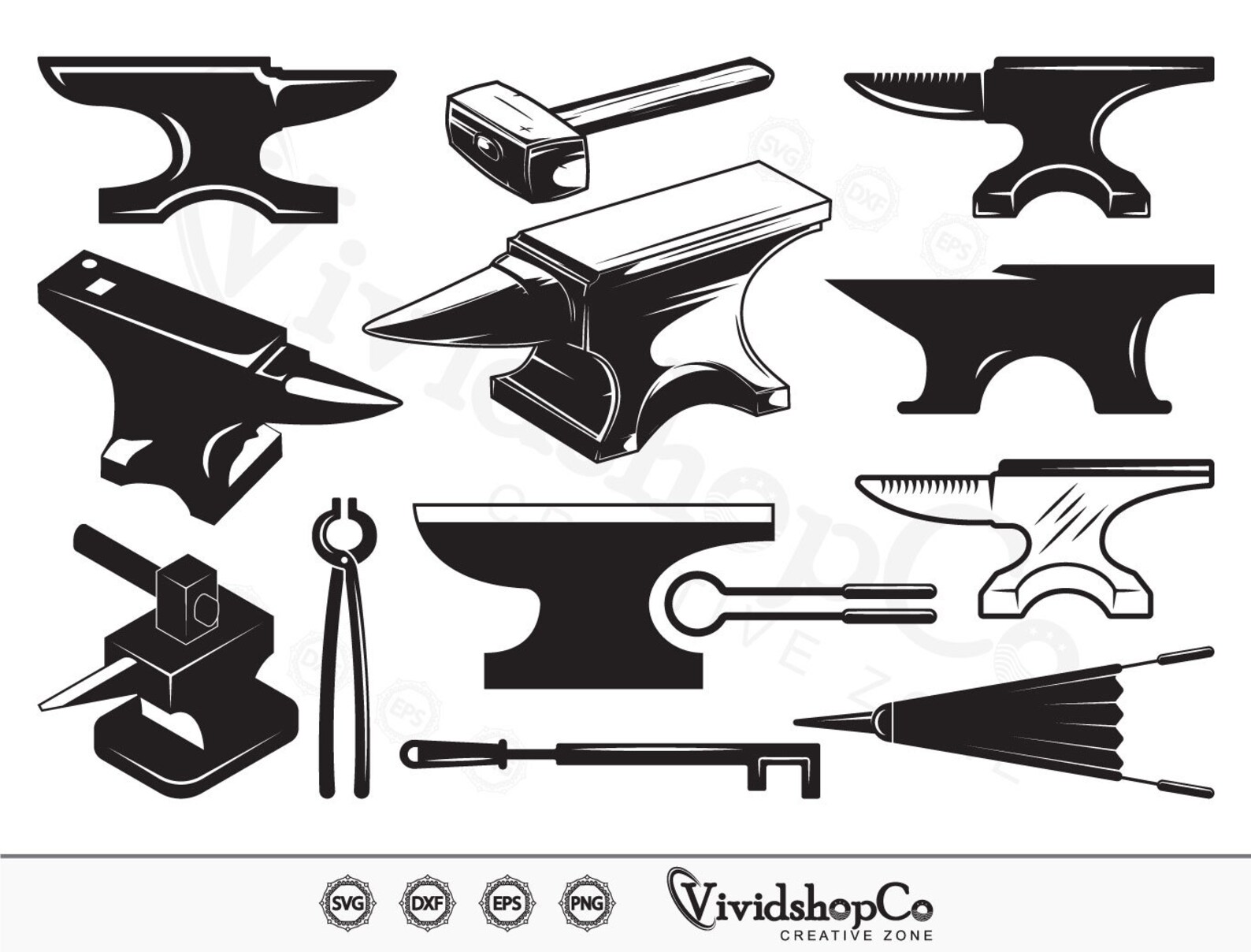 Blacksmith SVG Anvil Svg Anvil and Hammer Tongs Svg - Etsy