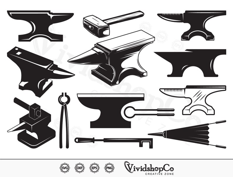 Blacksmith SVG Anvil Svg Anvil and Hammer Tongs Svg - Etsy