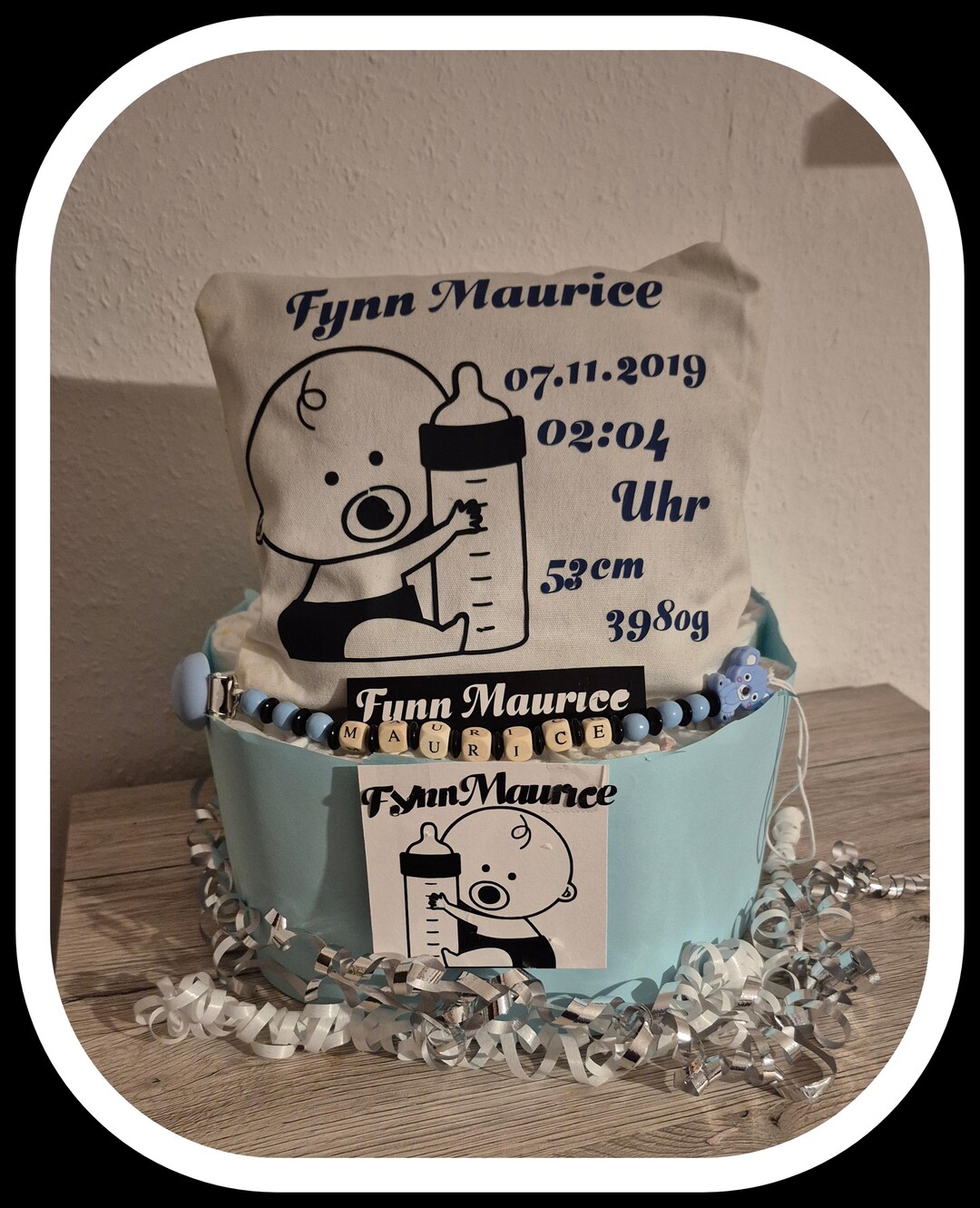 Diaper Cake Boy Baby Diaper Gift Puller Party Gift Birth Baptism ...