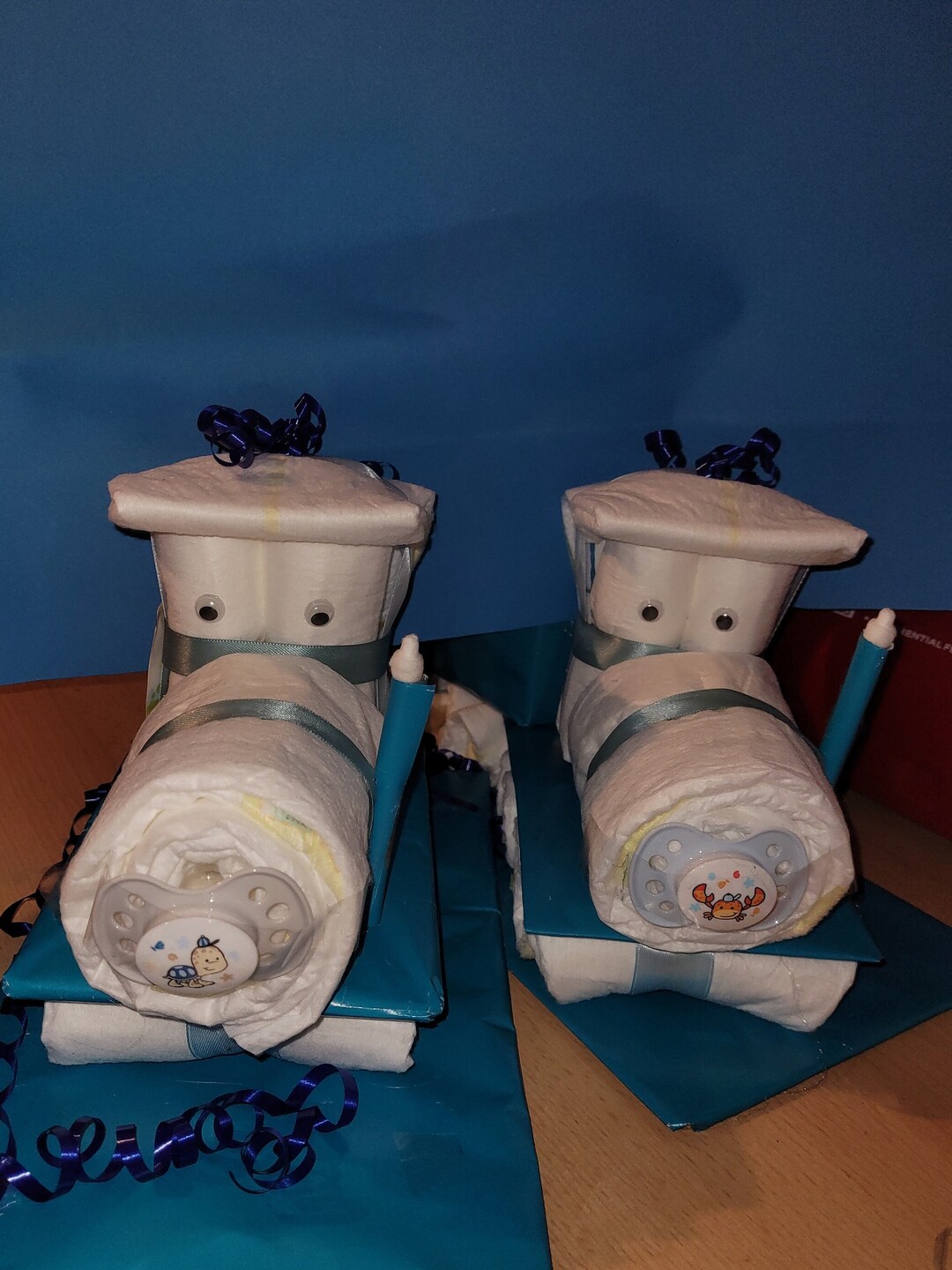 Diaper Cake Train Locomotive Twins Twins Siblings Baby Boy Gift Birth ...