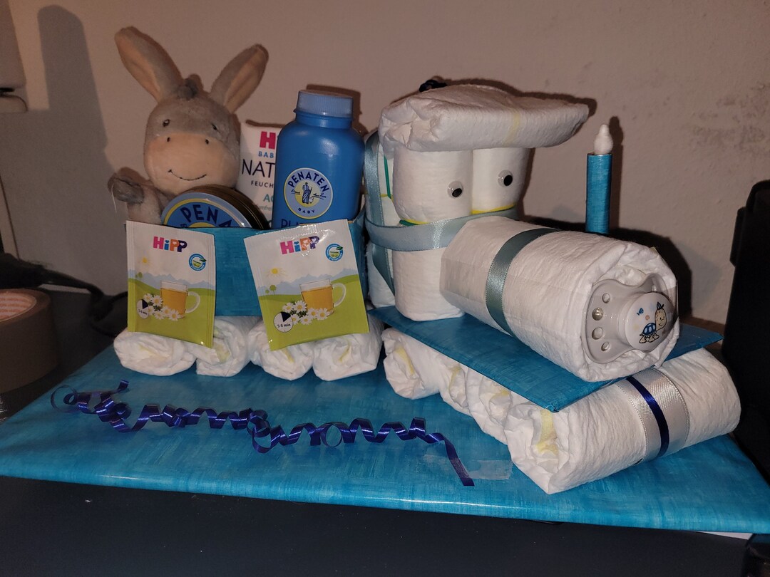 Diaper Cake Train Railway Baby Boy Gift Birth Baptism New Diaper Gift ...