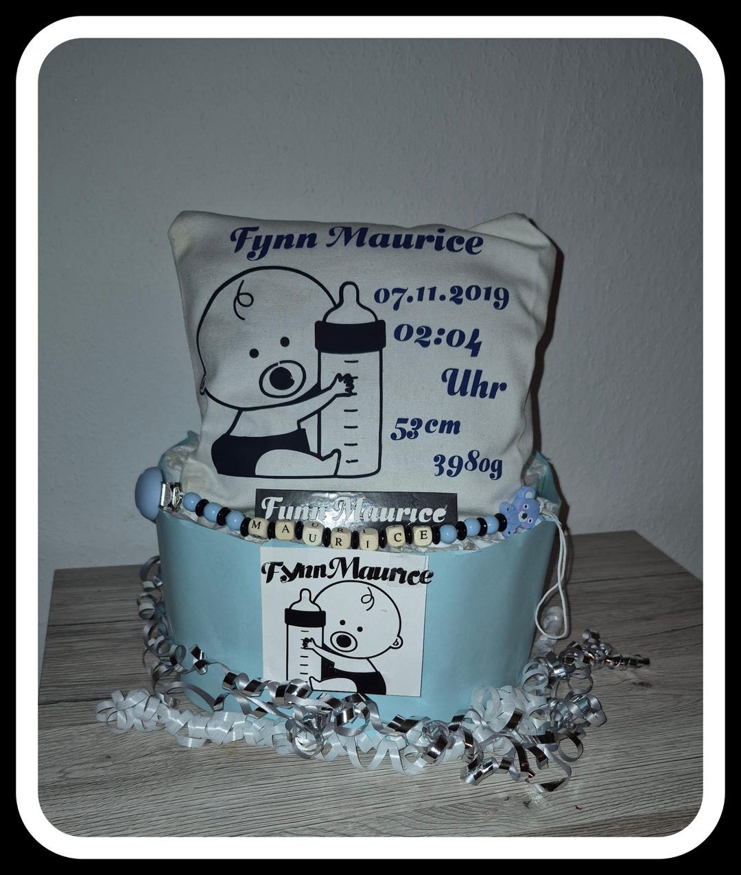 Diaper Cake Boy Baby Diaper Gift Puller Party Gift Birth Baptism ...