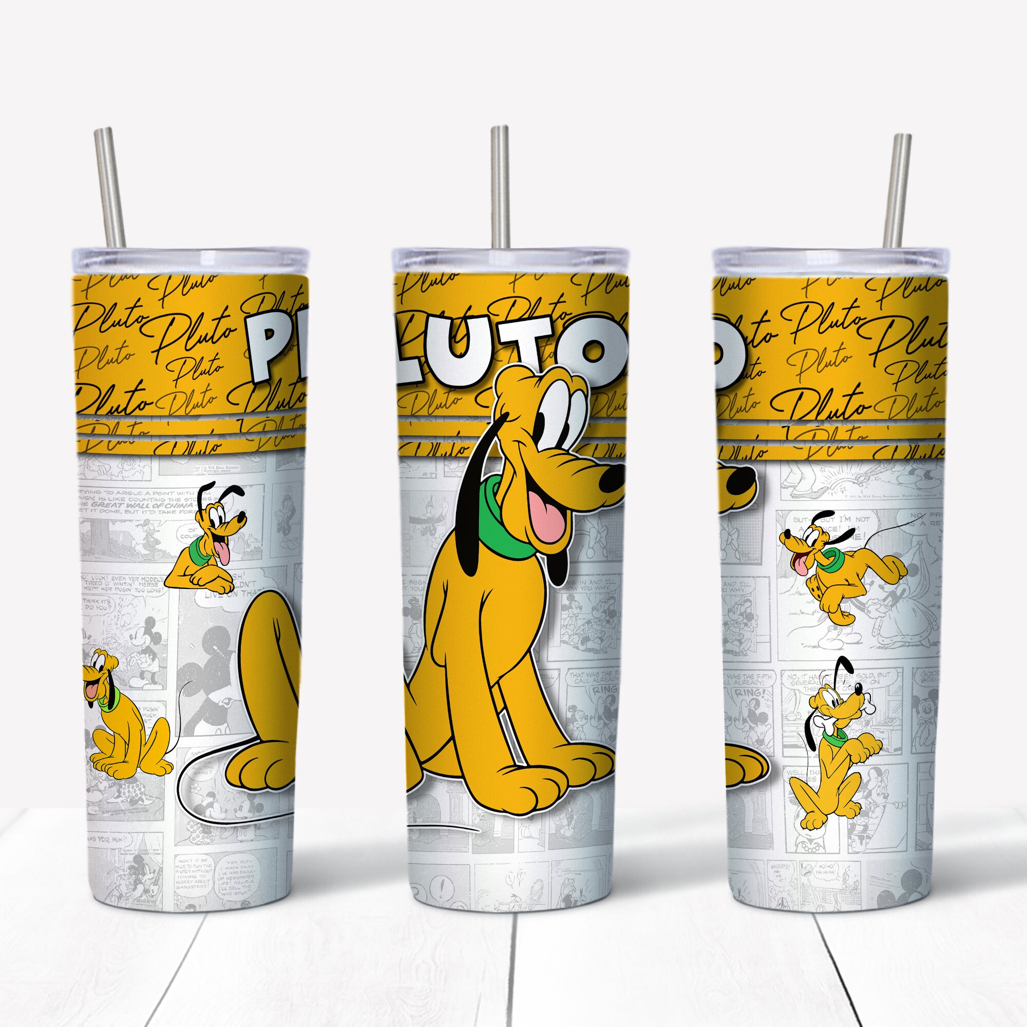 Pluto Dog Yellow Comic Strips Disney Tumber 30 Oz