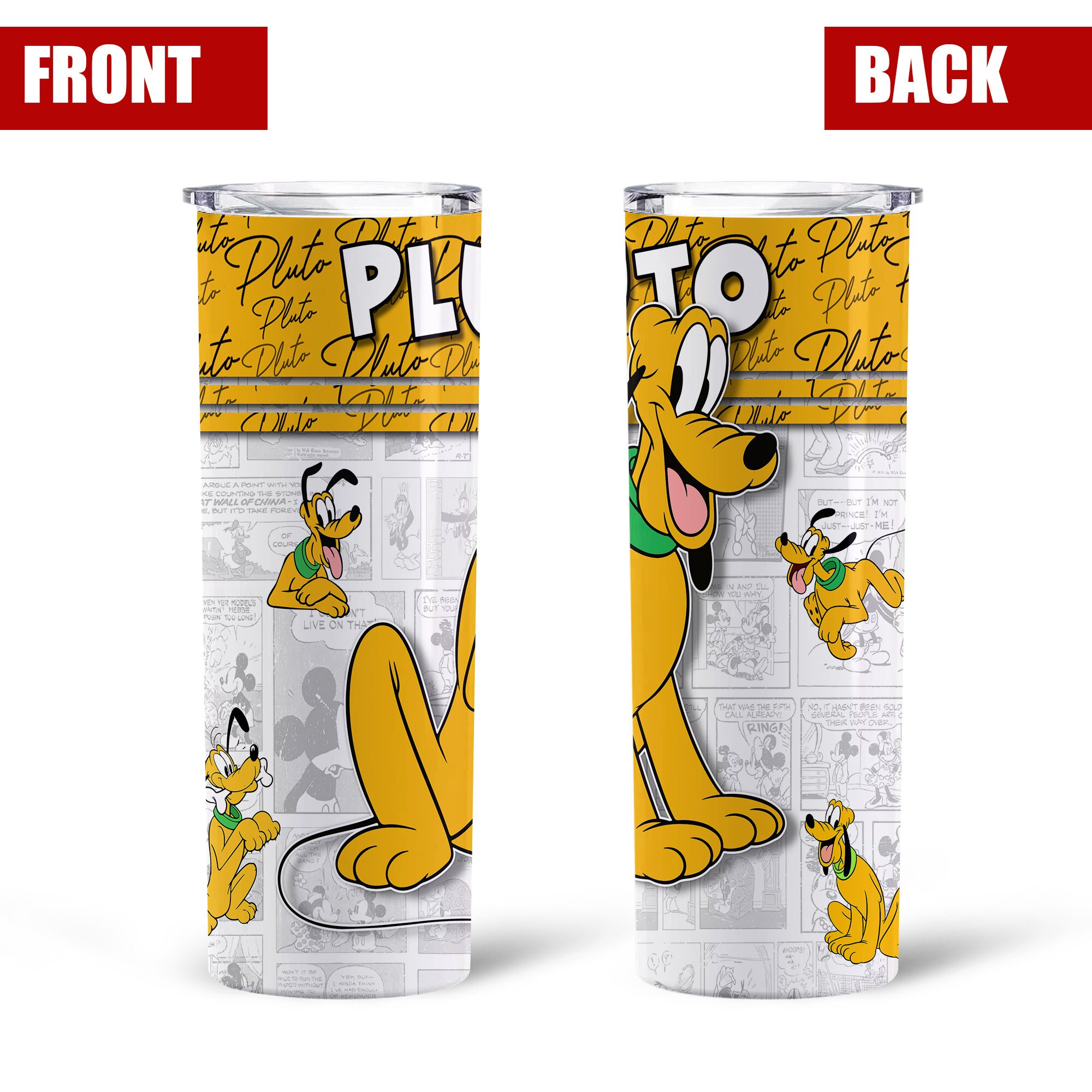 Pluto Dog Yellow Comic Strips Disney Tumber 30 Oz