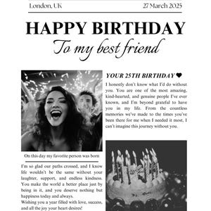 Personalized Birthday Newspaper Gift: Vintage Style Template (digital ...