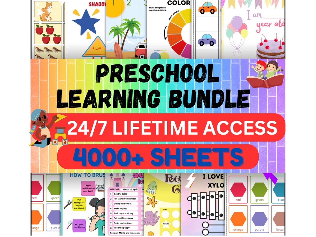 4000 Preschool Pre-k Kindergarten Learning Bundle, Activity Worksheets ...