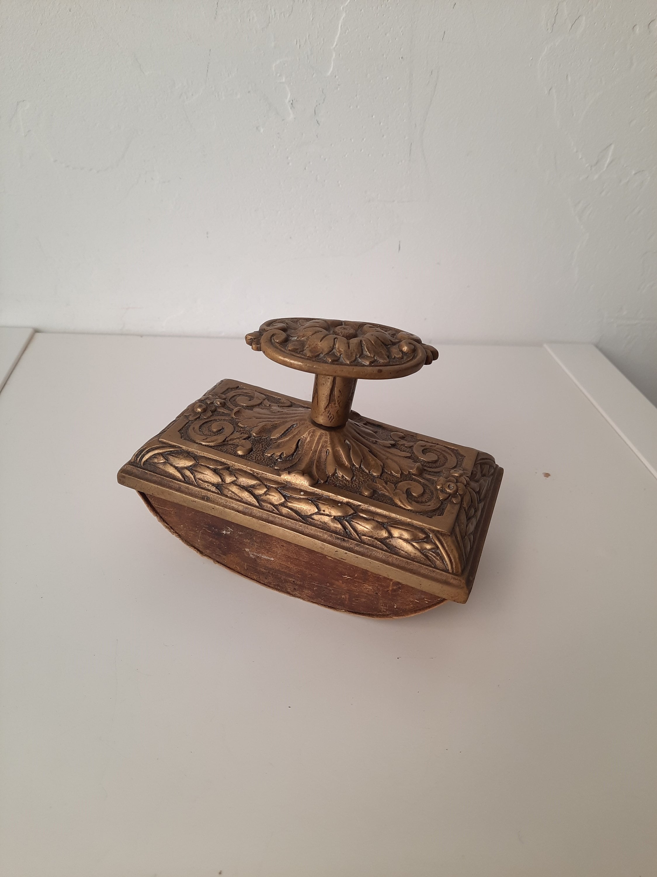 ONE Antique Desk Blotter / Solid Brass and Stone Blotter / Retro Ink ...