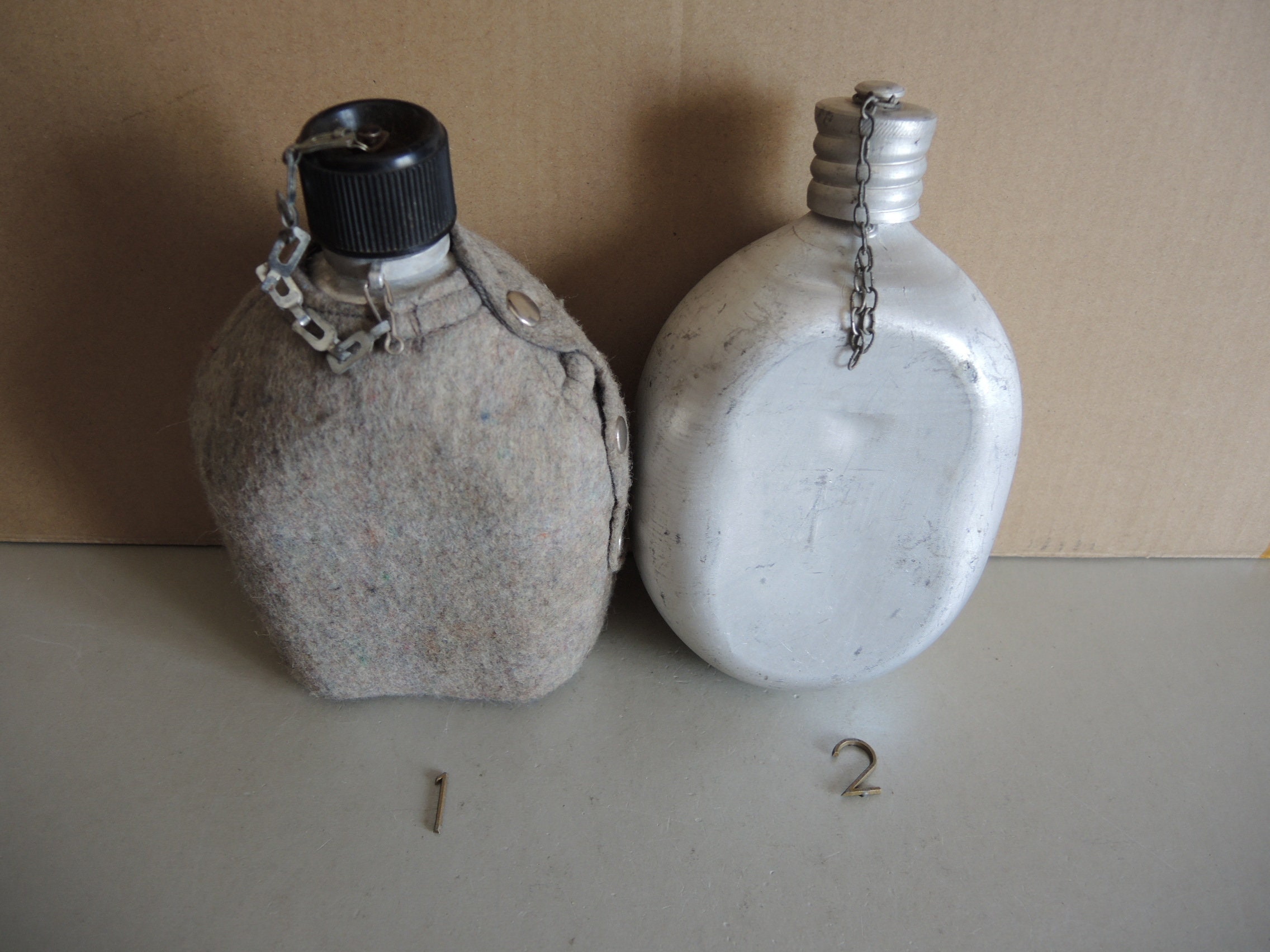 ONE Vintage Aluminum Metal Military Canteen / Water Flask / Military ...