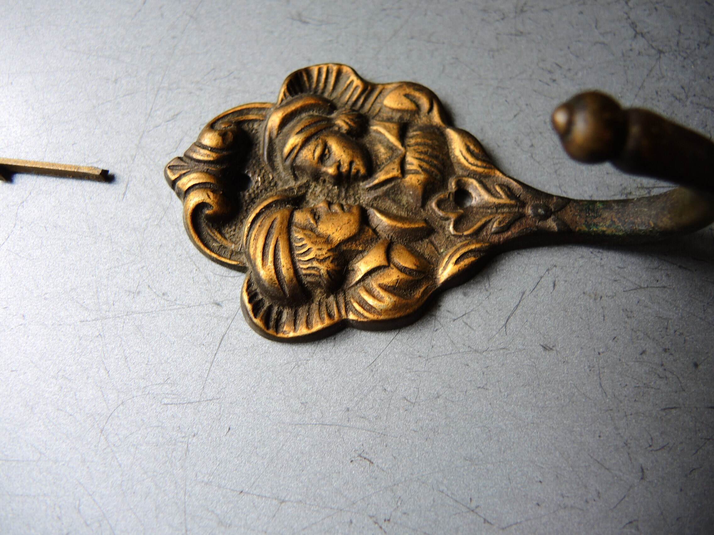 ONE Vintage Antique Art Design Solid Brass Hang Hook / Man Head ...