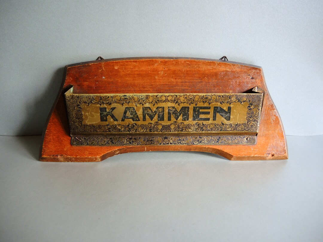 Antique Vintage Wood and Brass Comb Holder Box / Dutch Rustic Design ...