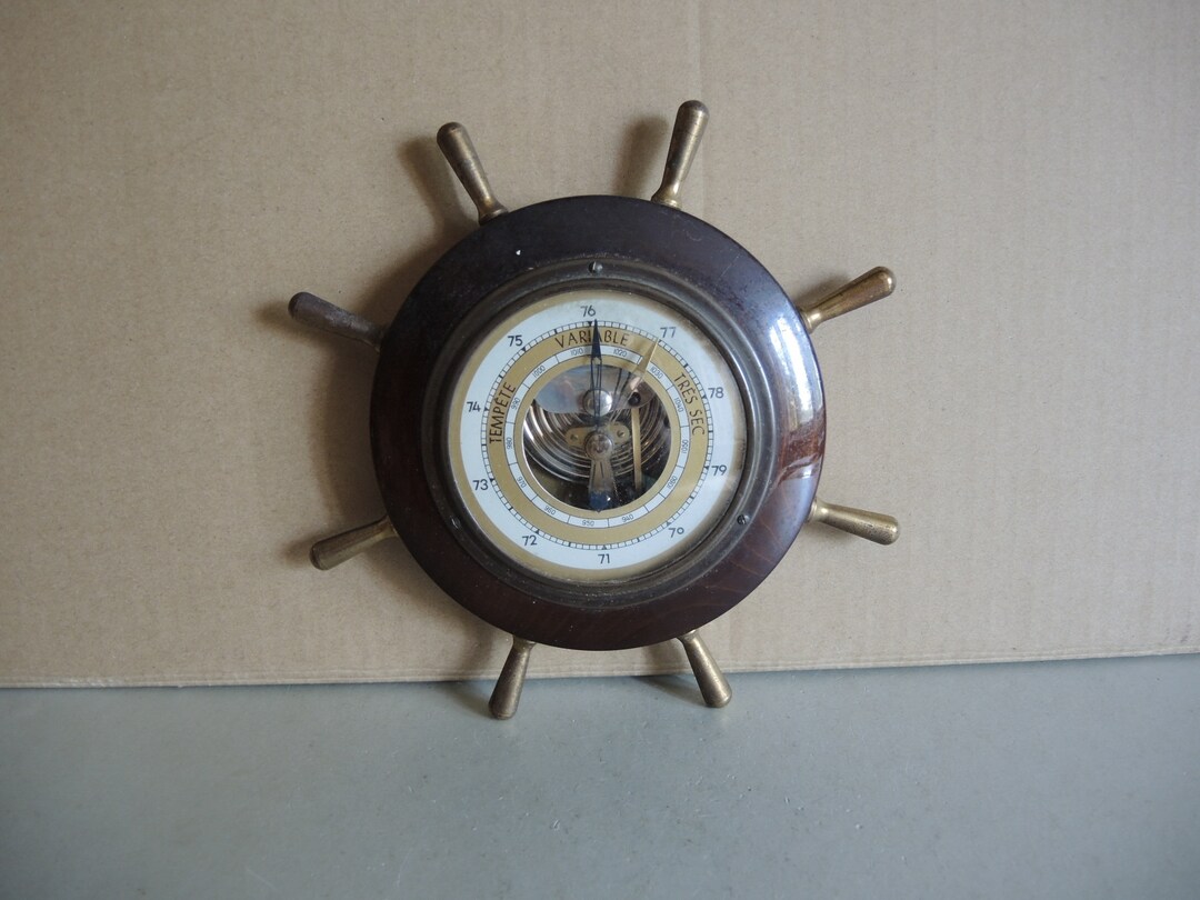 Vintage Wooden Barometer Thermometer Weather Forecast Gauge / Vintage ...