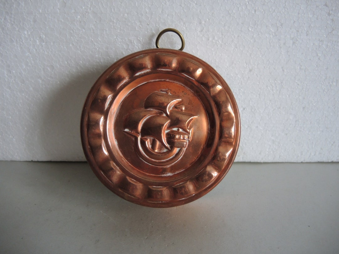 Vintage Solid Copper Dessert Mold With Ship Brigantine on / Baking Mold ...