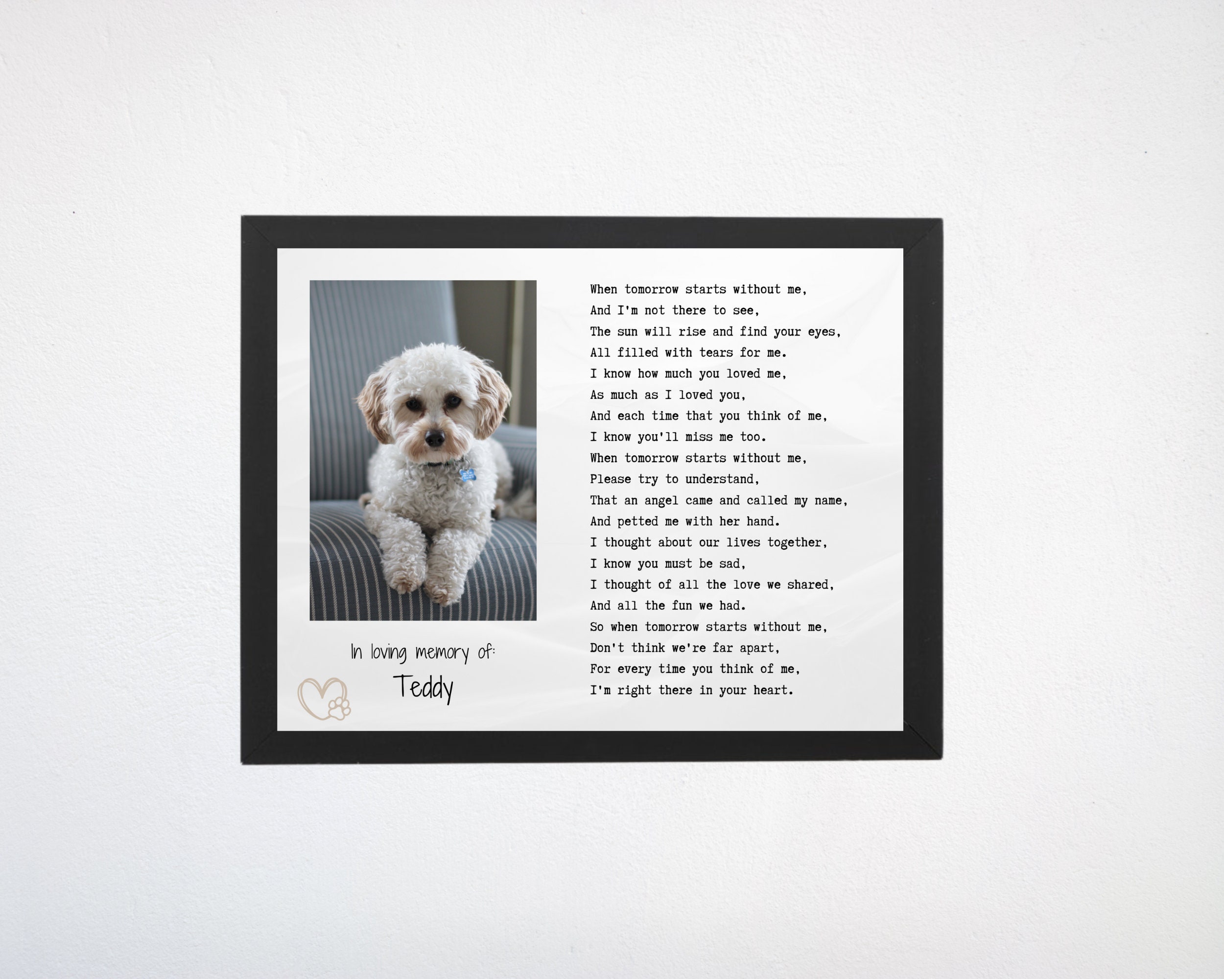 Personalized When Tomorrow Starts Without Me Dog Poem Memorial, Dog ...