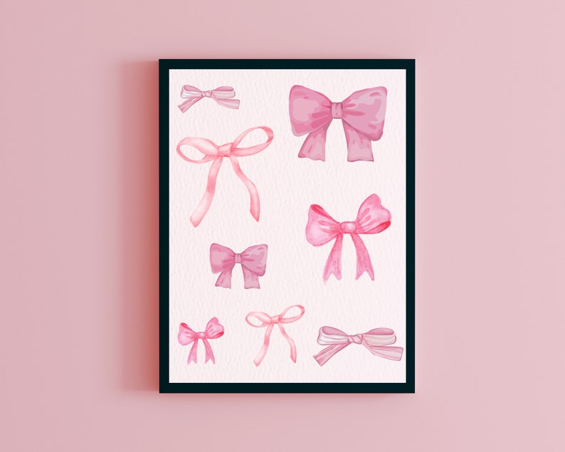 Coquette Room Decor, Pink Bows Poster, Balletcore, Dopamine Decor, Dorm ...
