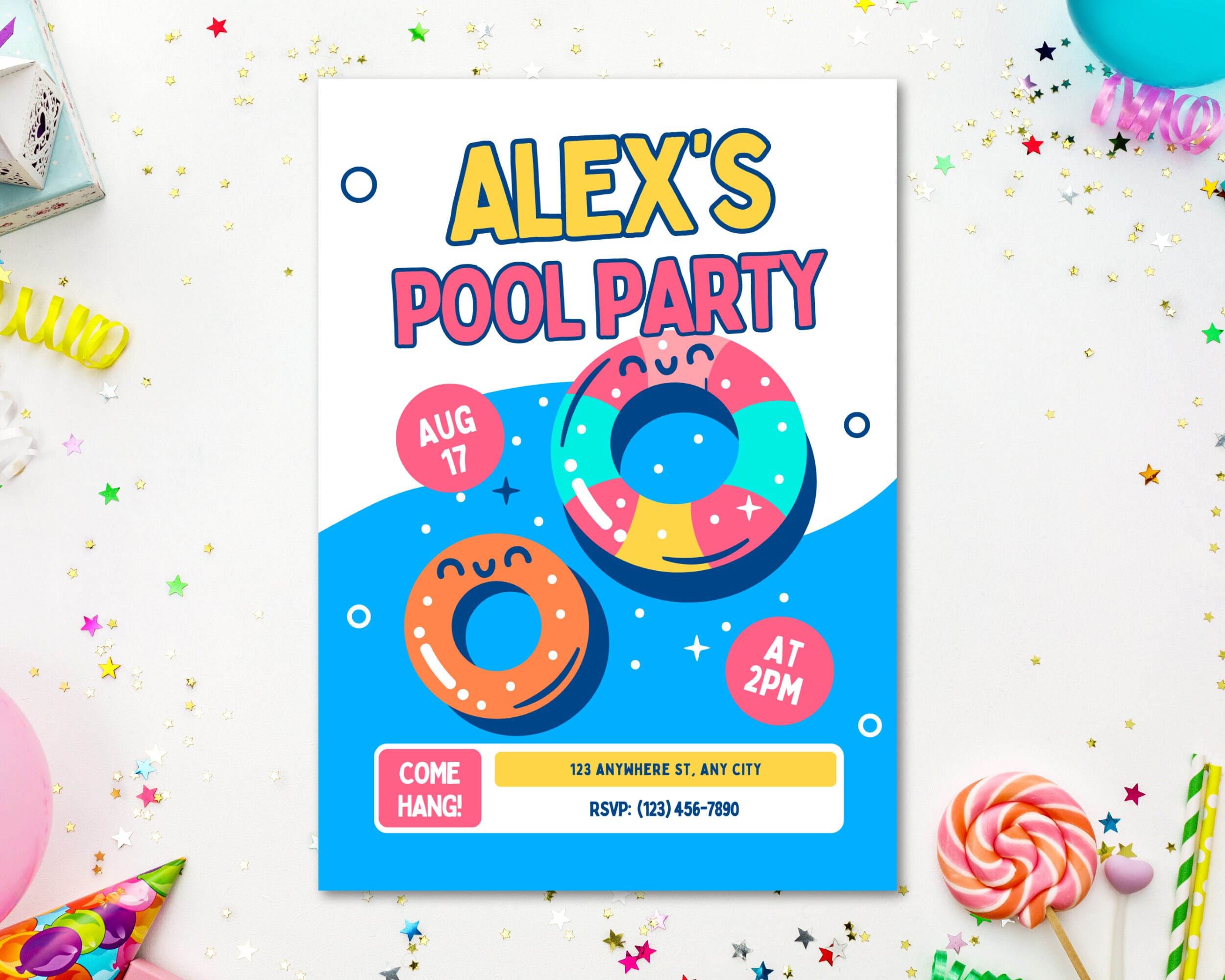 Pool Party Invitation, Summer Birthday Invite, Kid's Pool Party Invite ...