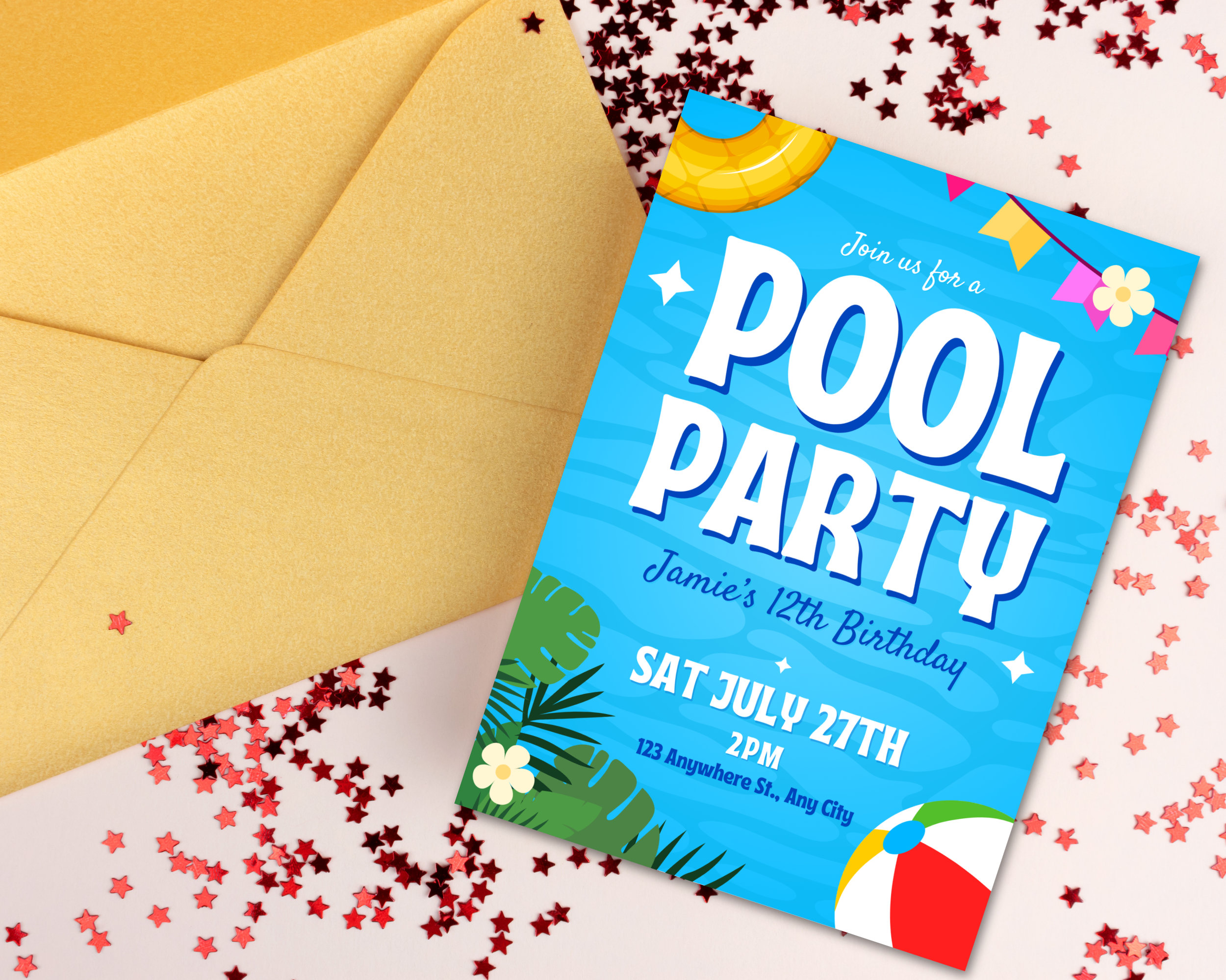 Pool Party Invitation, Summer Birthday Invite, Kid's Pool Party Invite ...