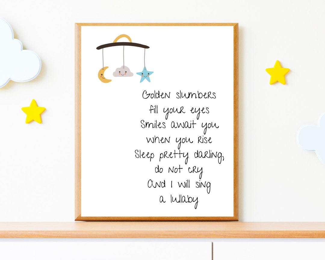 The Beatles Golden Slumbers Digital Print, Nursery Room Lyrics Wall Art ...