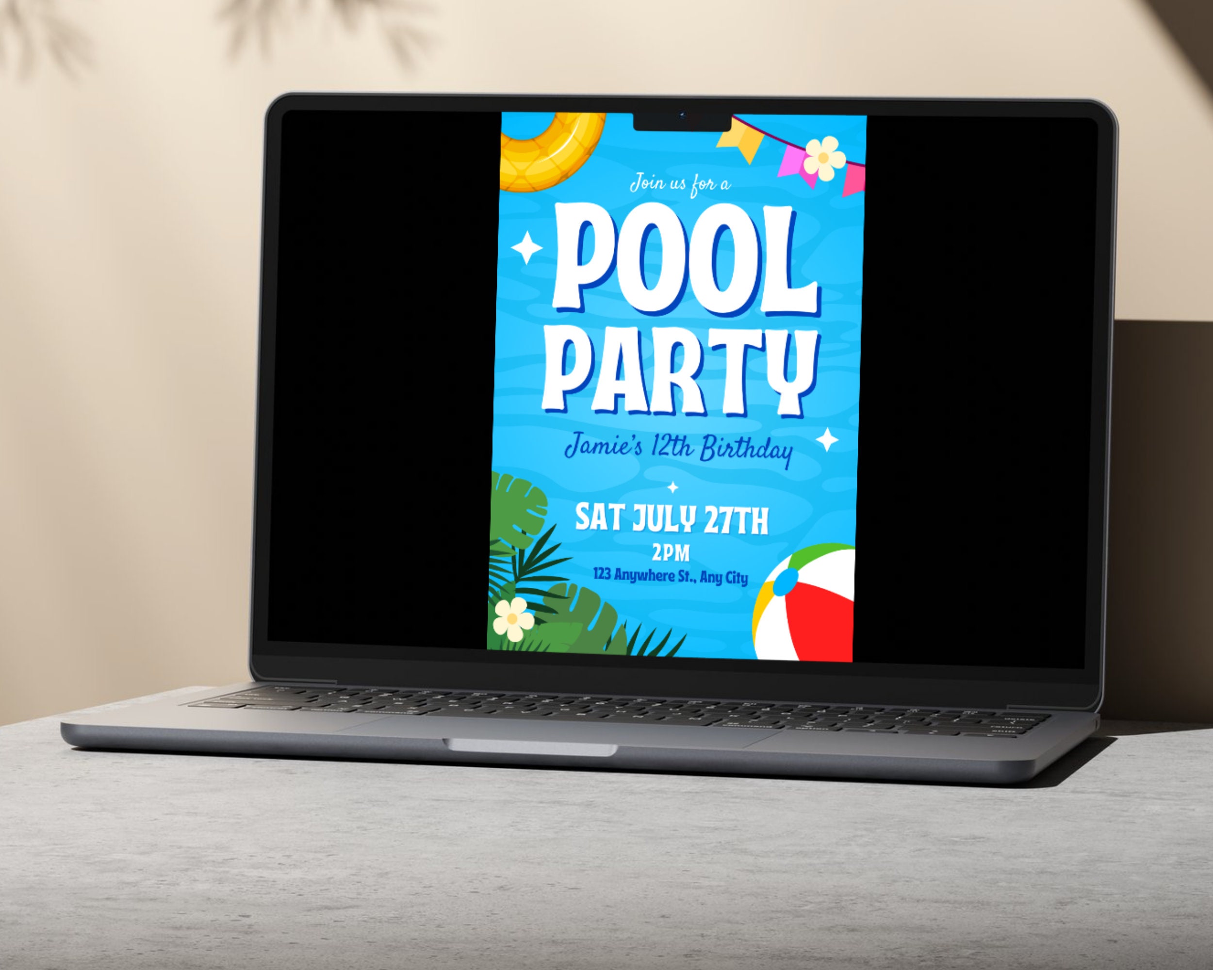 Pool Party Invitation, Summer Birthday Invite, Kid's Pool Party Invite ...