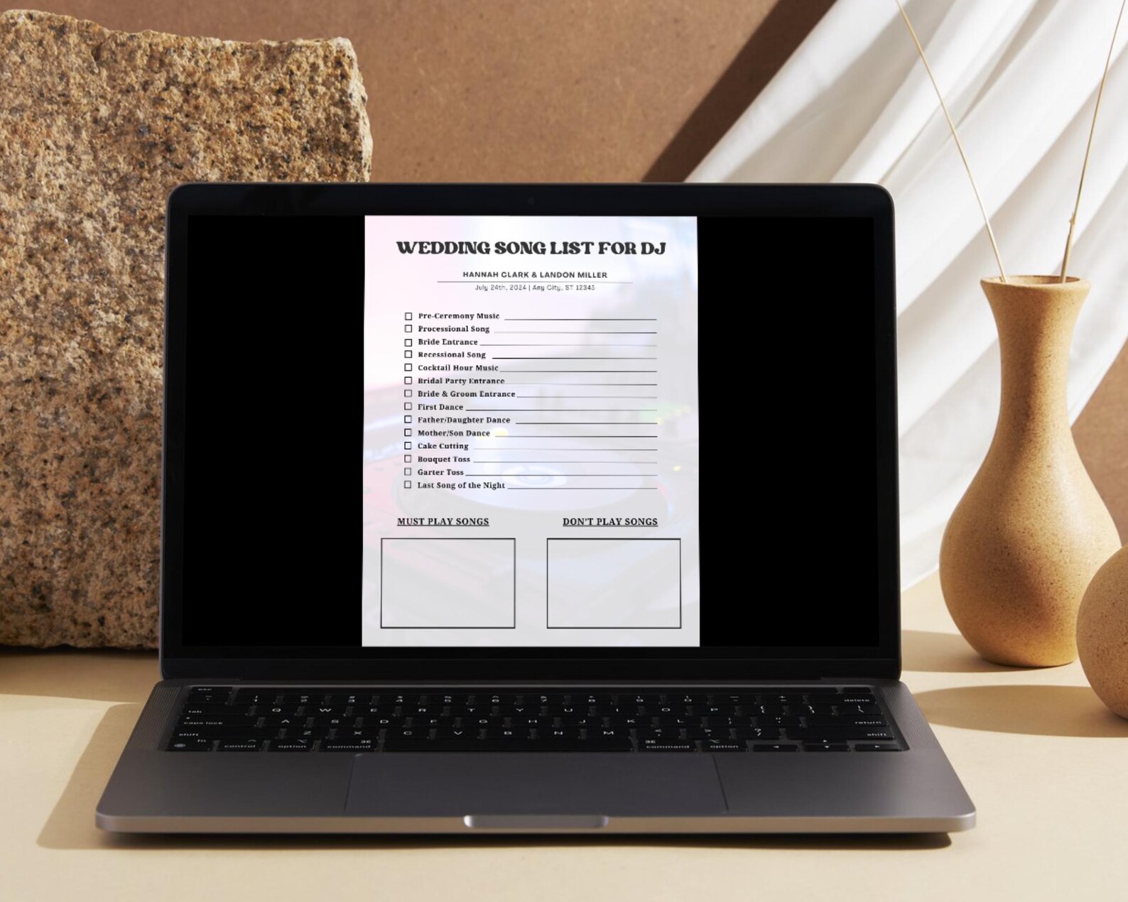 Printable Wedding Music List, Editable Canva Template, Wedding Song ...