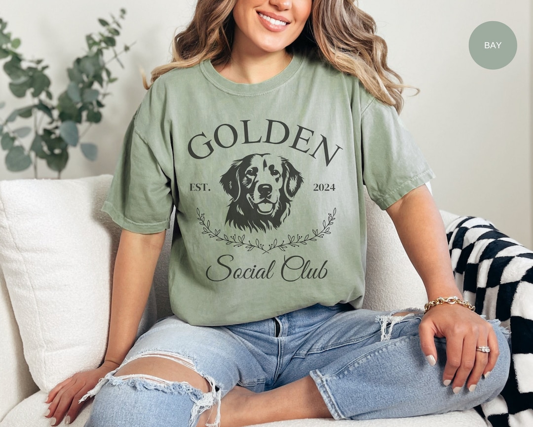 Golden Retriever Shirt, Golden Social Club, Unisex Comfort Colors, Retriever Mom, Golden ...