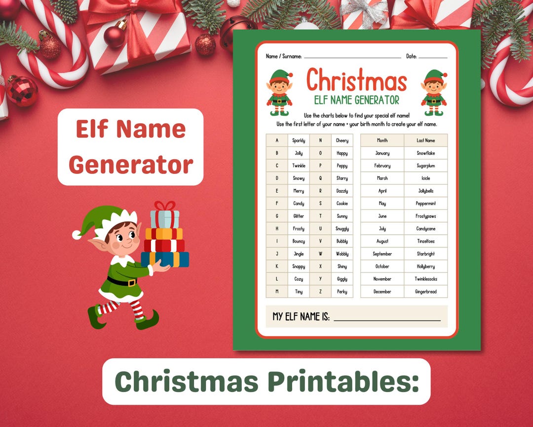 Elf Name Generator, Christmas Party Game, What's Your Elf Name, Fun ...