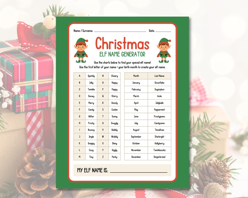 Elf Name Generator, Christmas Party Game, What's Your Elf Name, Fun ...