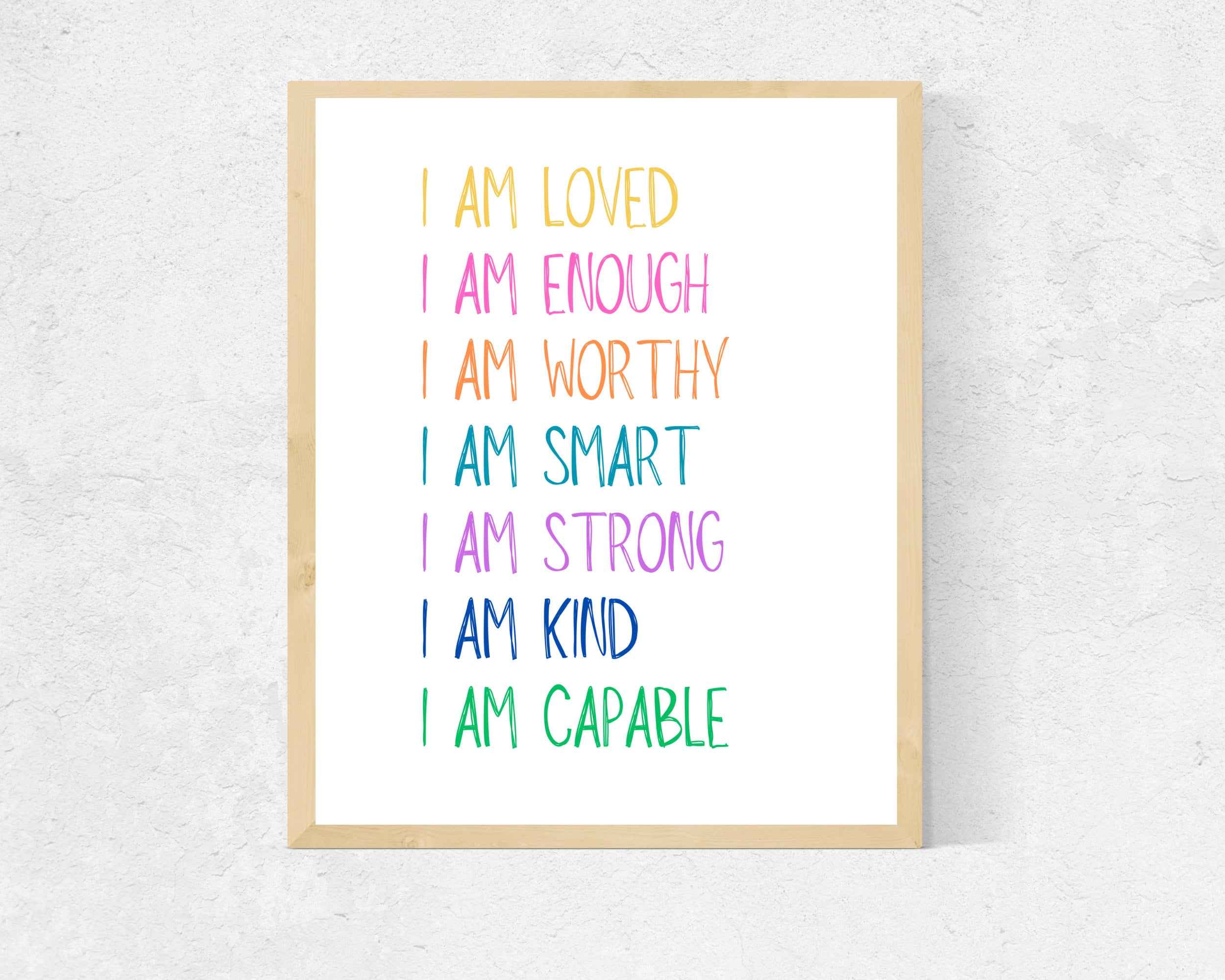 Colorful Affirmations Digital Print, Classroom Wall Art, Instant ...