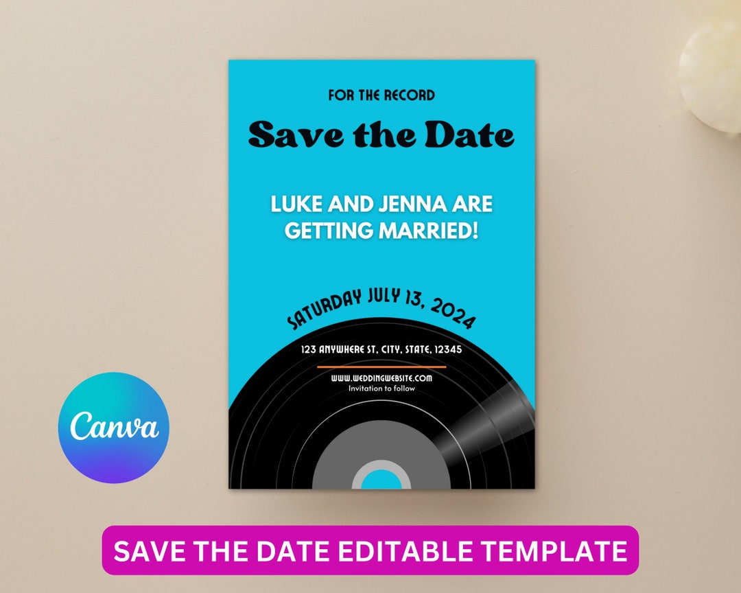 Vinyl Record Save the Date, Retro Save the Date, Vinyl Wedding Save the ...