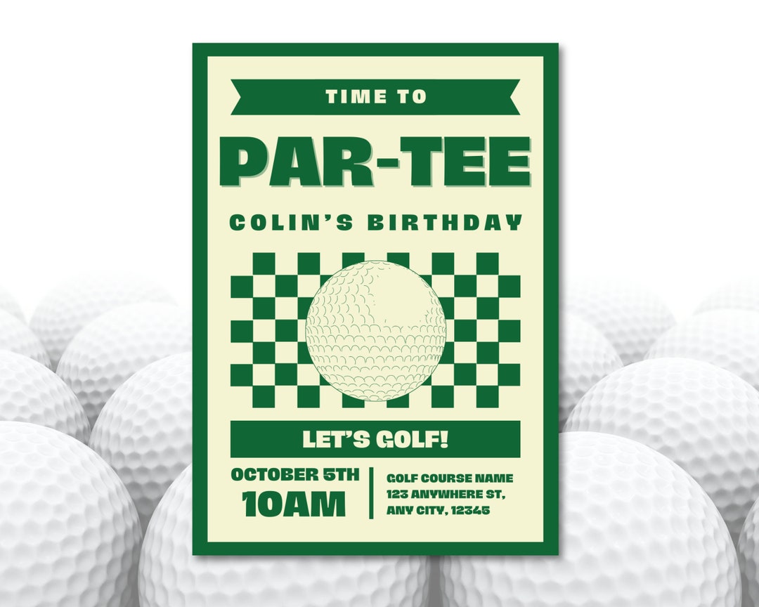 Golf Par-tee Invitation, Golf Birthday Invite, Editable Canva Template ...