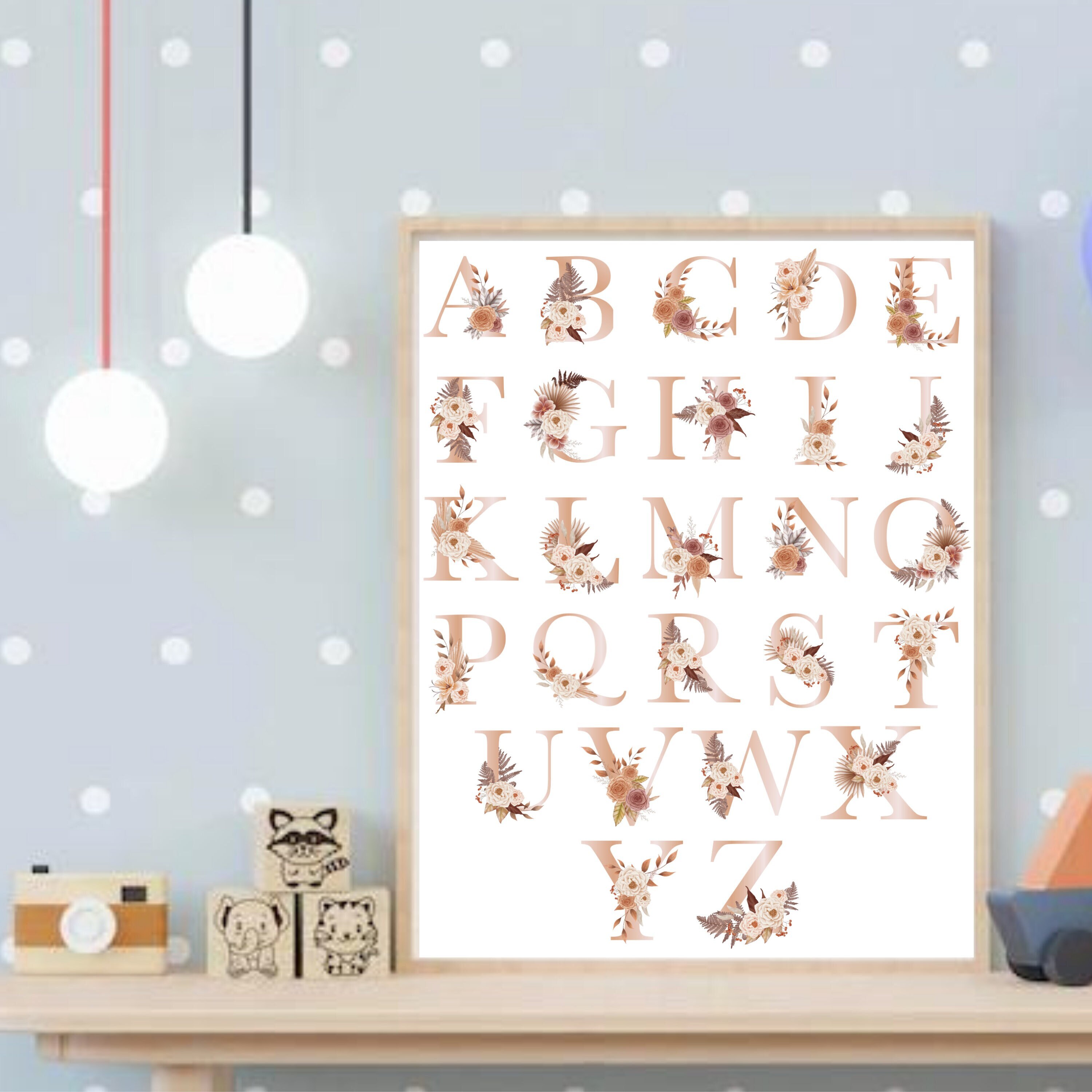 Alphabet Educational Poster, Learning Abcs Boho Wall Art, Neutral ...