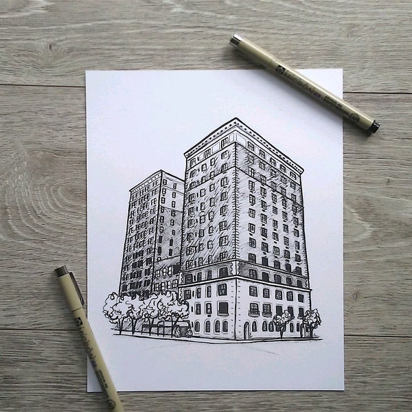 Custom Drawn Building - Etsy