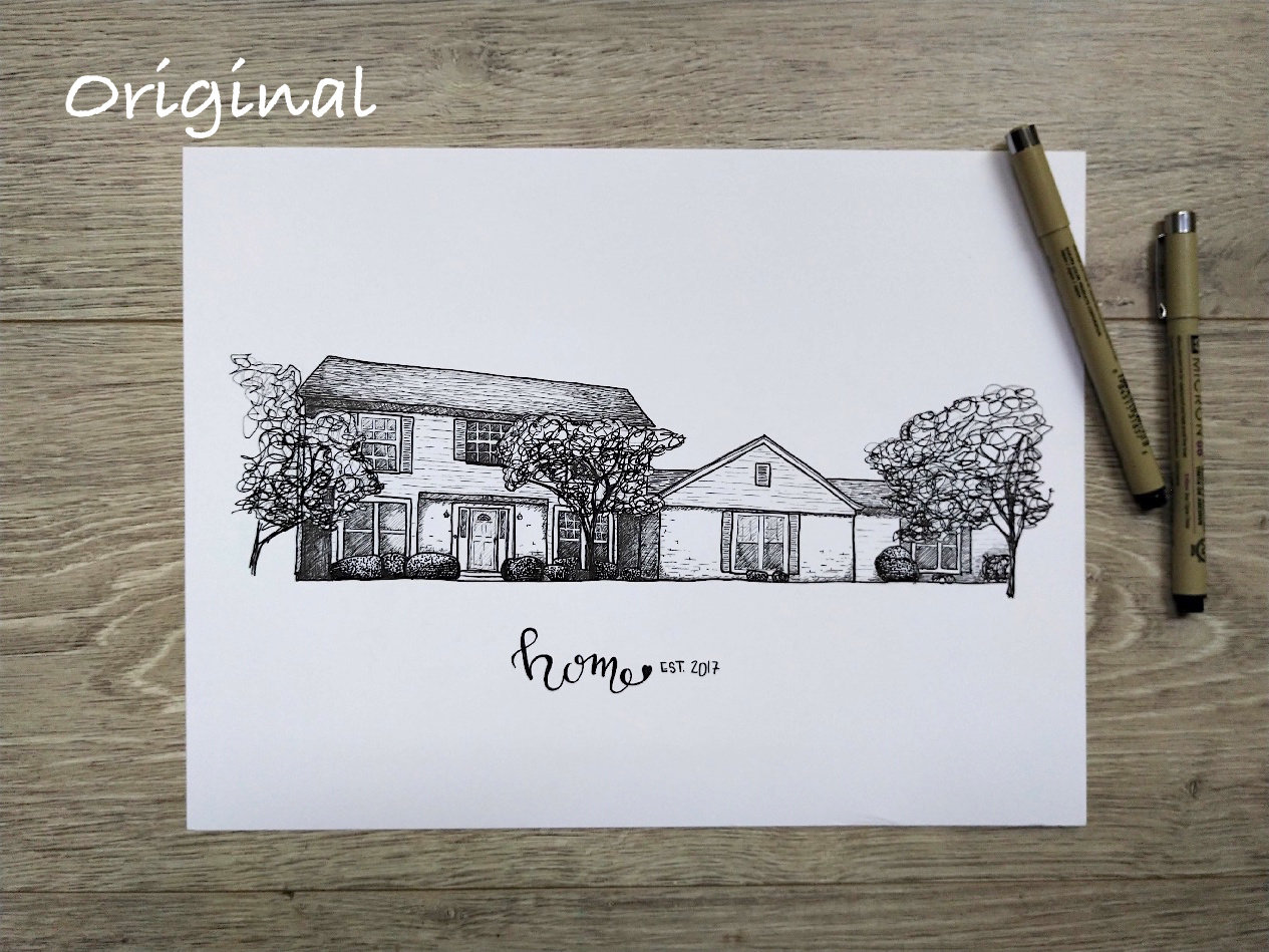 Custom Hand Drawn Home Portrait House Sketch Home Drawing - Etsy
