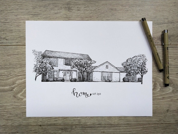 Custom Hand Drawn Home Portrait House Sketch Home Drawing - Etsy