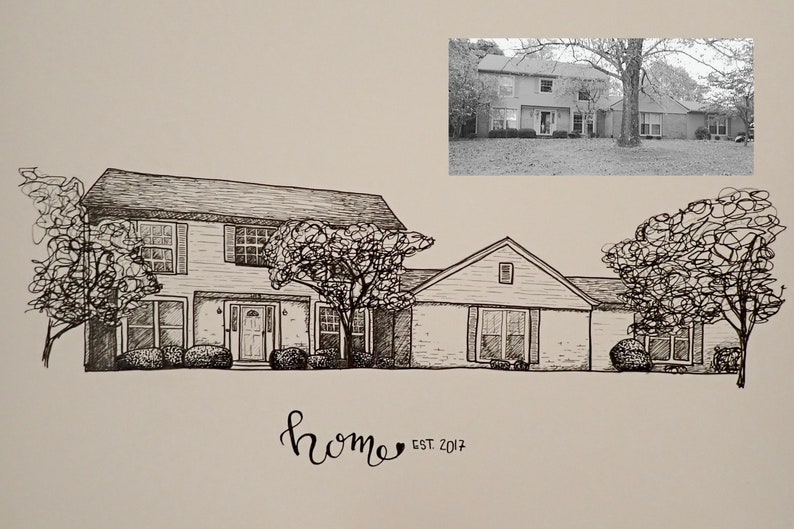 Custom Hand Drawn Home Portrait House Sketch Home Drawing | Etsy